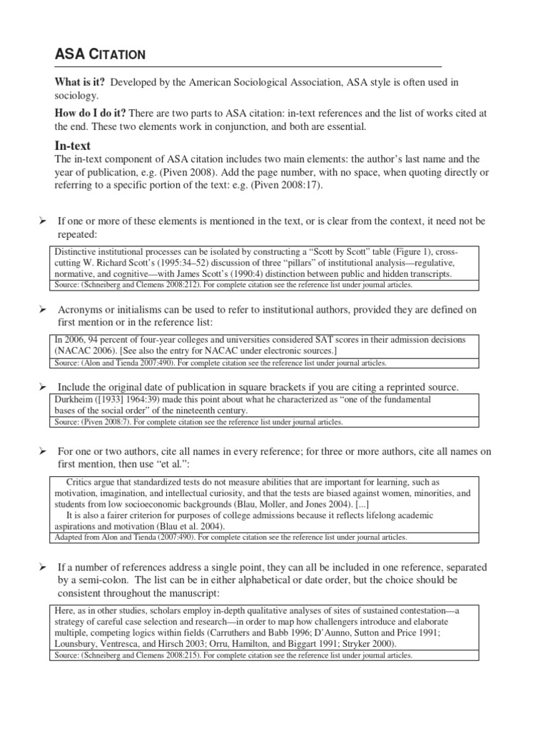 ASA Citation | PDF | Citation | Sociology