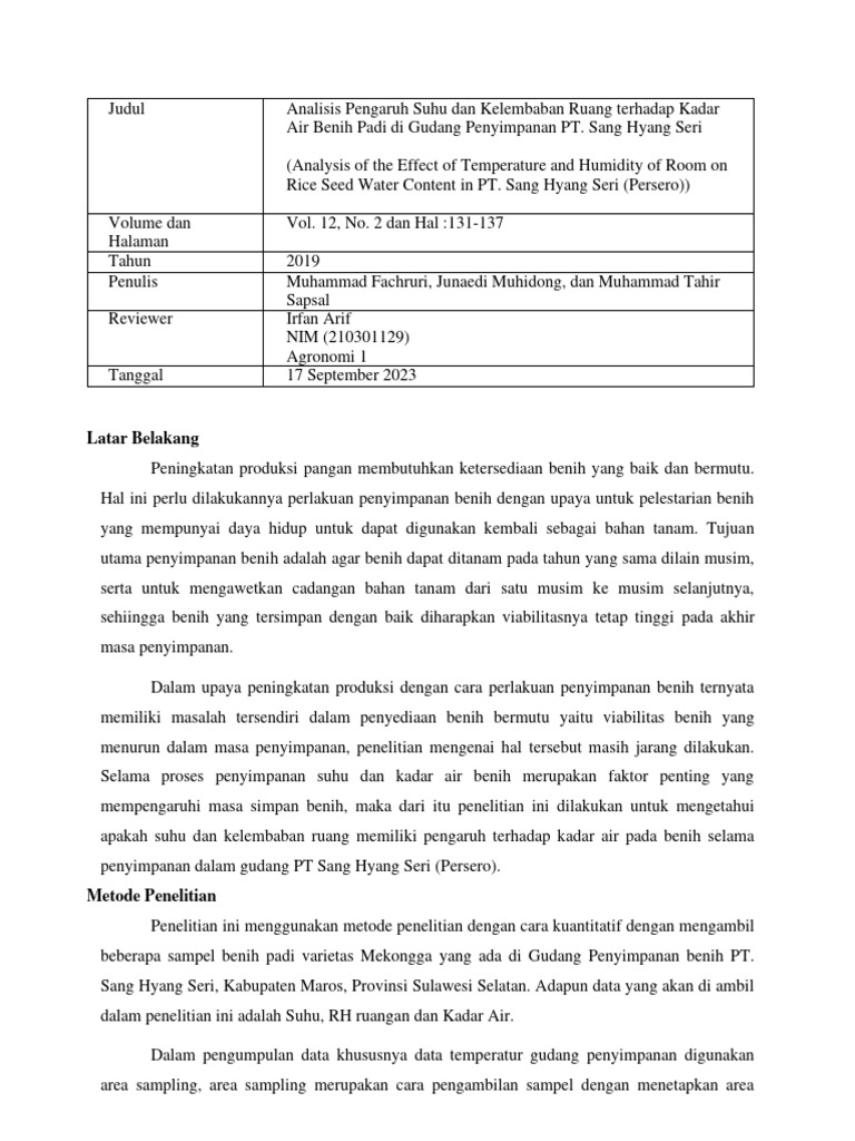 Irfan Arif - Review Jurnal Tekben | PDF | Teknologi & Rekayasa