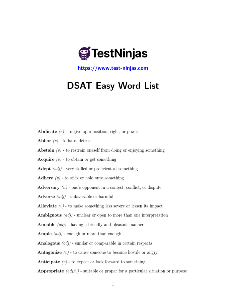 Sat Easy Word List | Download Free PDF | Reason | Curiosity
