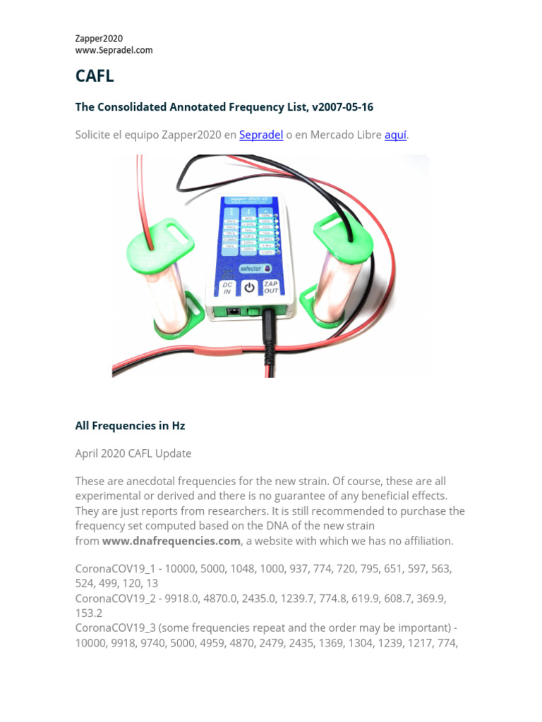 Lista de Frecuencias CAFL Zapper Padecimiento Vs Fcs | PDF | Computers | Technology & Engineering