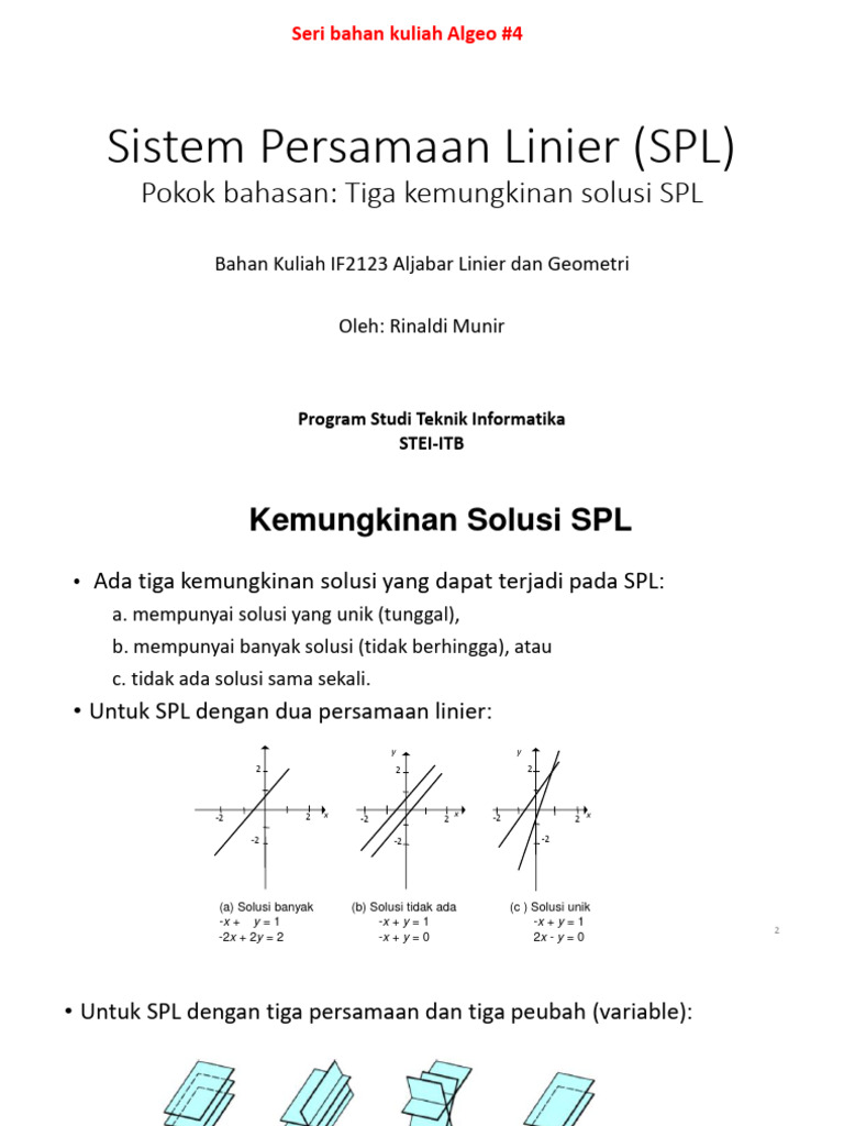 Algeo 04 Tiga Kemungkinan Solusi SPL | PDF