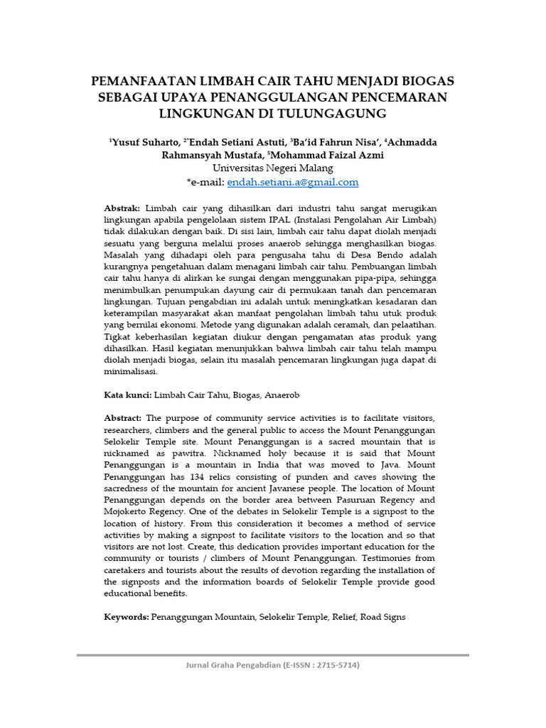 Tugas 1 - Review Artikel Limbah Cair Tahu Menjadi Biogas | PDF