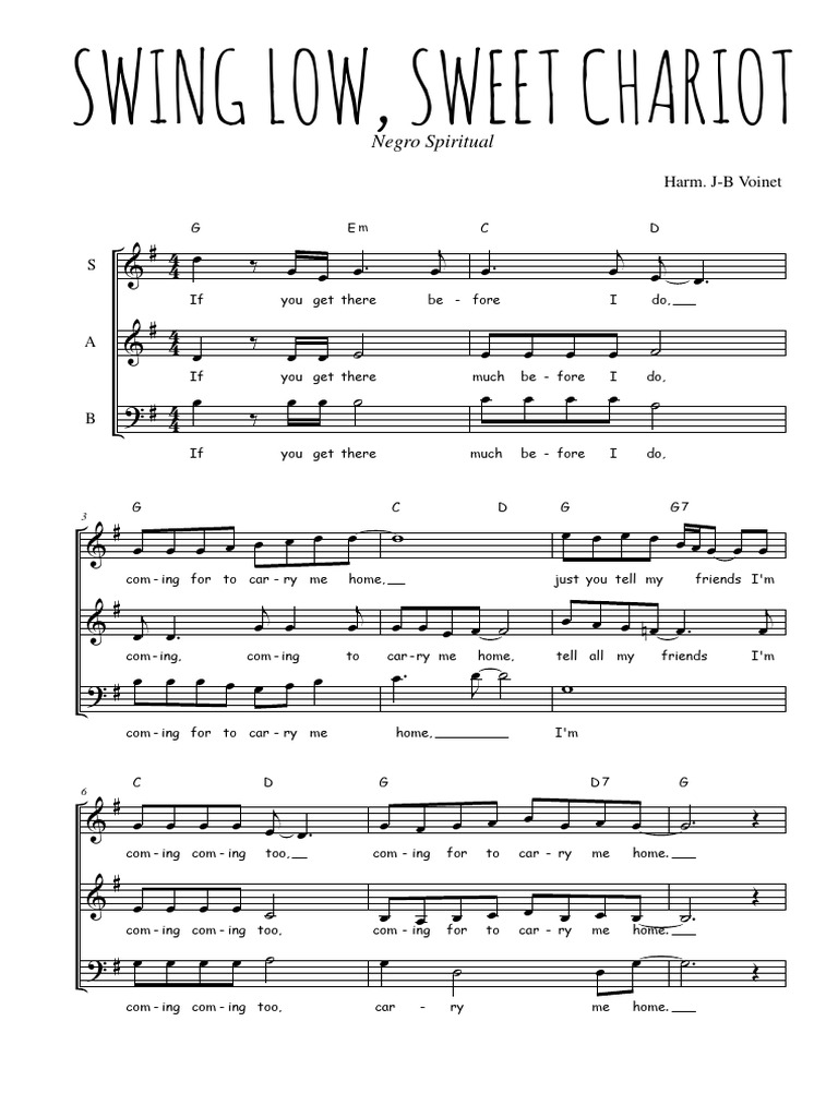 Traditionnel - Swing Low, Sweet Chariot - 3 Voix | PDF