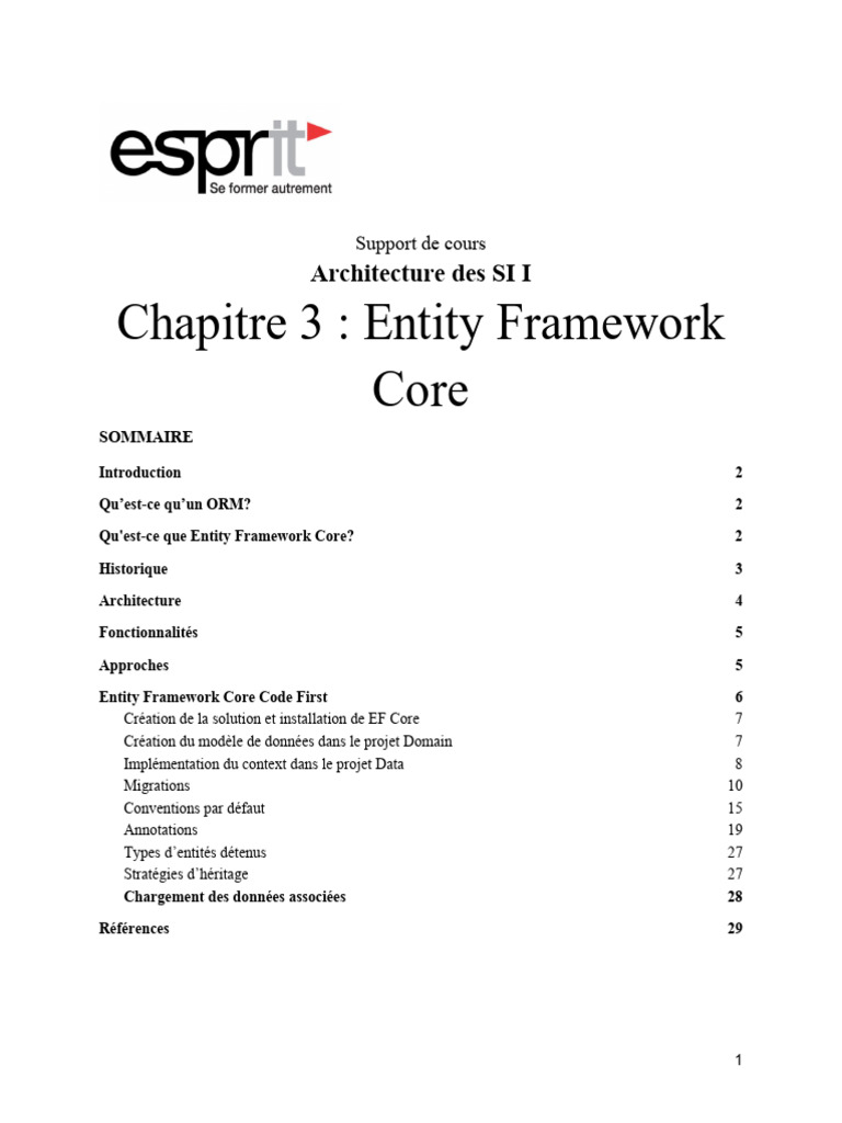 Support de cours-Chap3-EntityFramework Core | PDF | Microsoft SQL Server | Bases de données