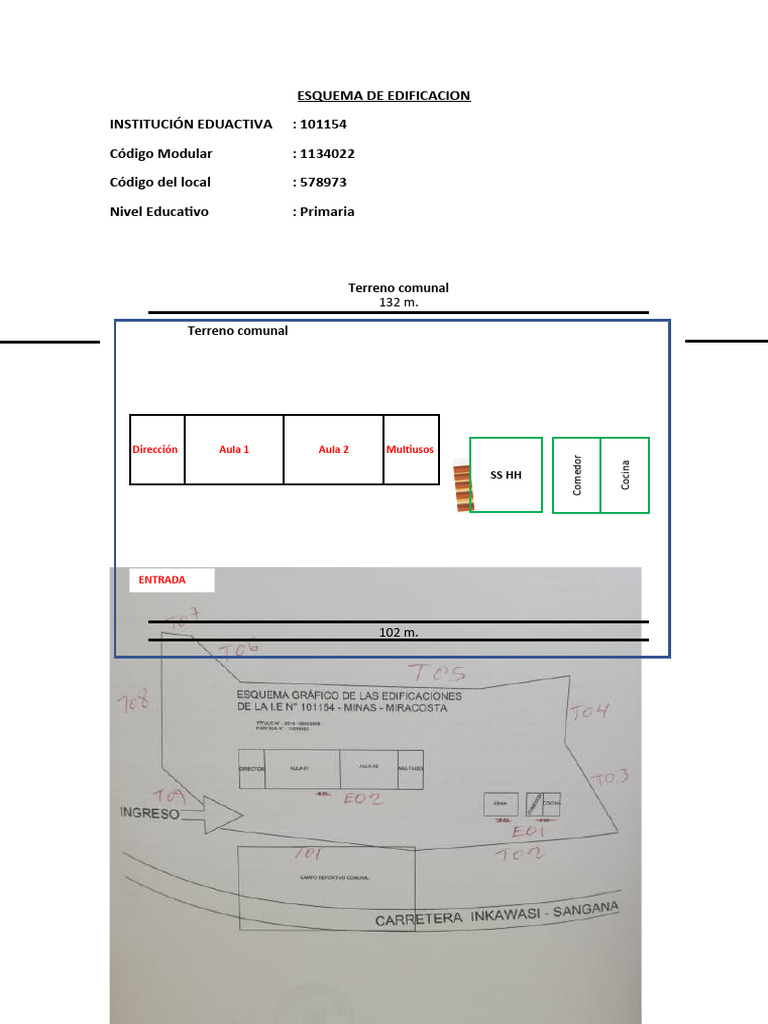 Esquema de Edificacion Institución Eduactiva: 101154 Código Modular ...