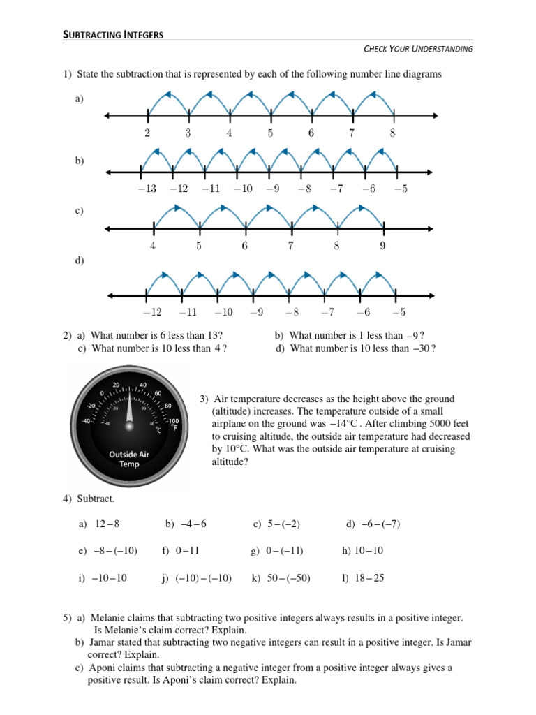 2.1 CYU - Subtracting Integers | PDF