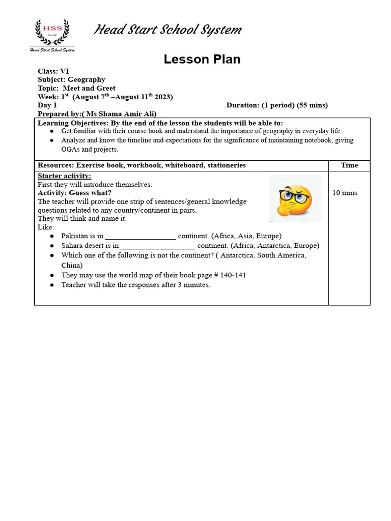 Geography VI Planner Week 1 | PDF | Atmosphere Of Earth | Atmosphere