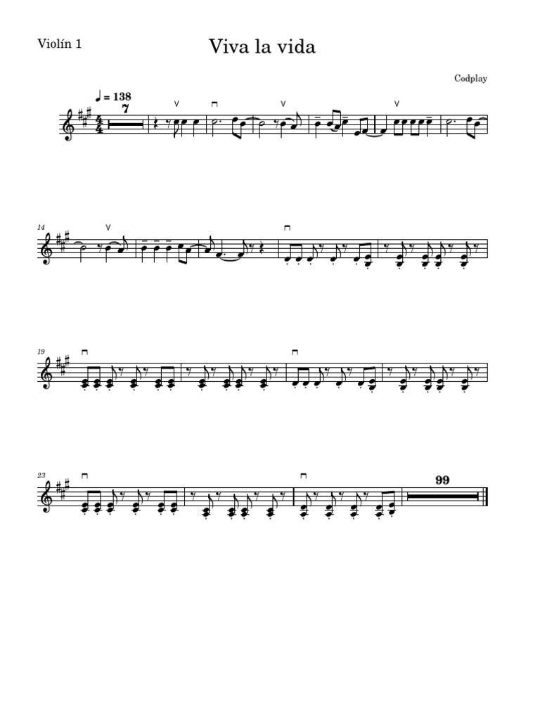 Viva La Vida Violin Sheet Music | PDF