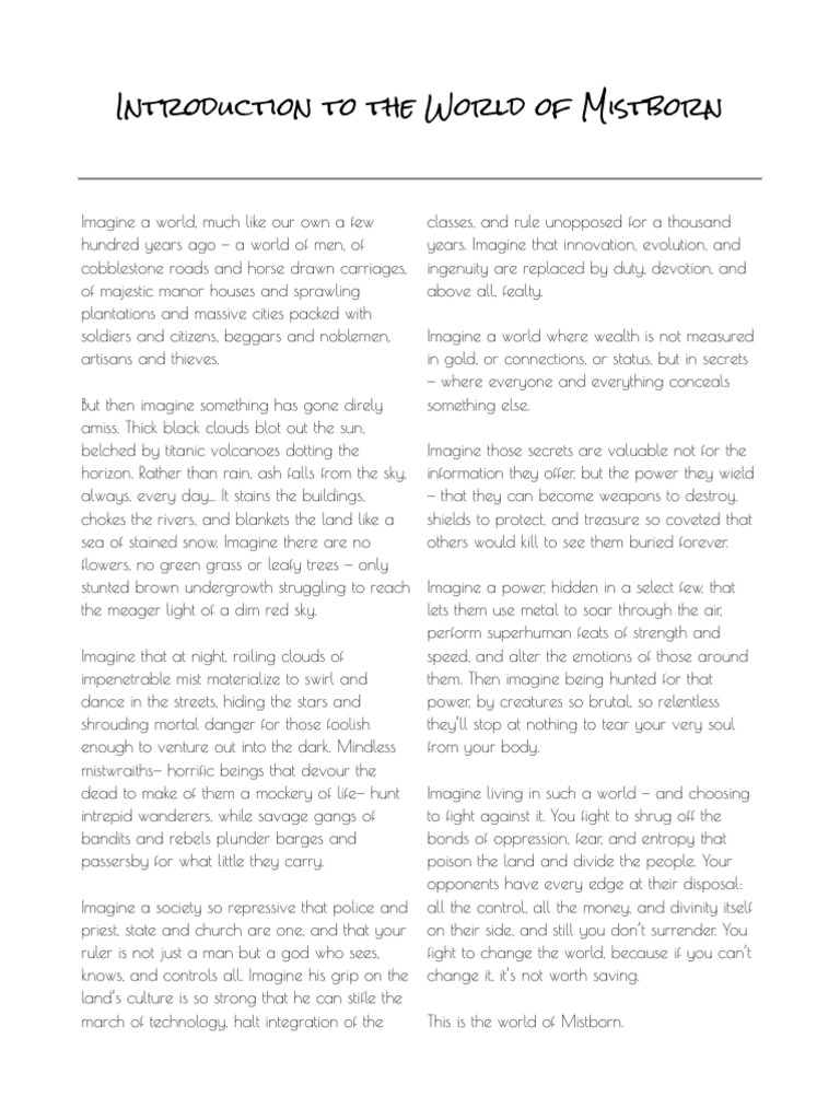 Introduction To The World of Mistborn-1 | PDF