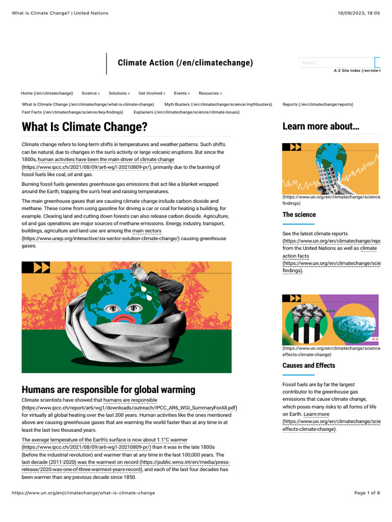What Is Climate Change? - United Nations | PDF | Climate Change ...