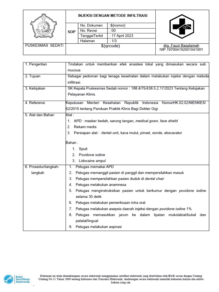 Injeksi Dengan Metode Infiltrasi | PDF