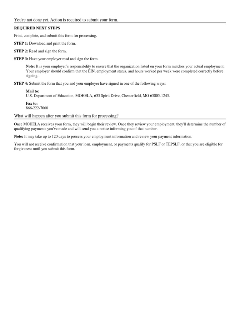 PSLF Application For Forgiveness | PDF