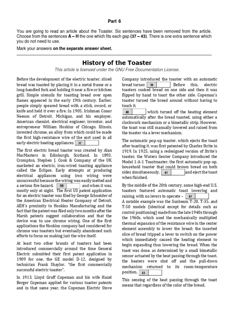 Toaster Invention and Evolution | PDF