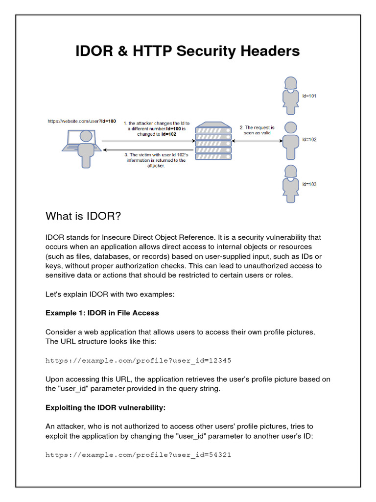 IDOR Vulnerabilities & HTTP Security Headers | PDF