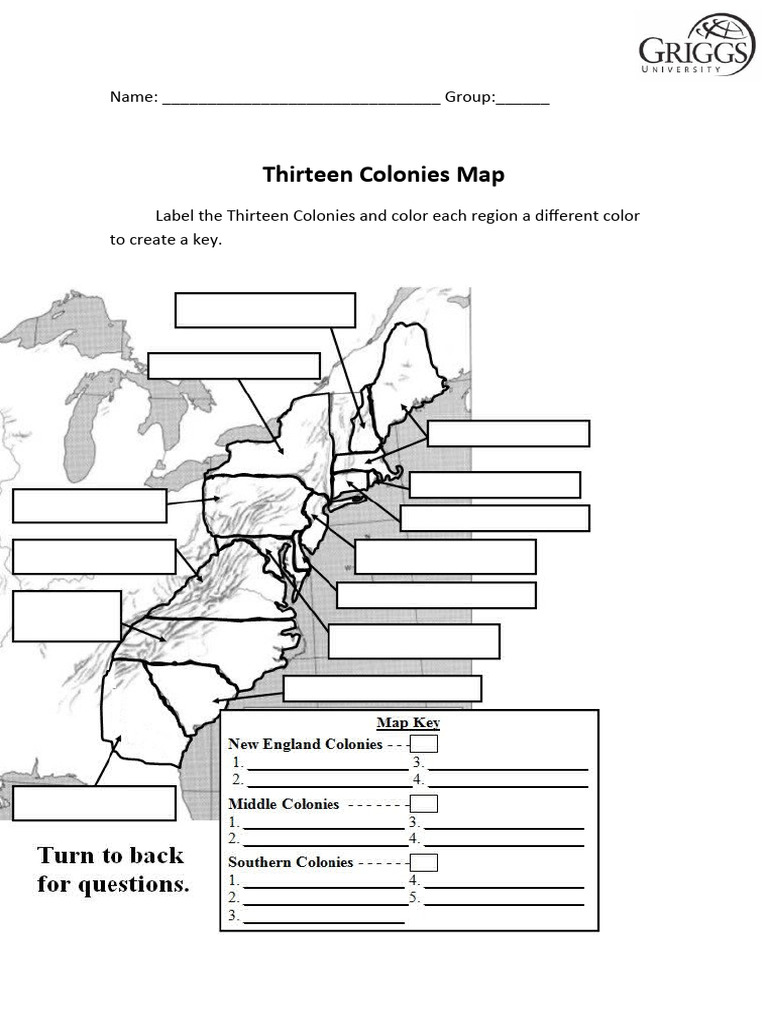 13 Colonies Map - Module 2 - Lesson 3 Act. | PDF 13 Colonies Map - Module 2 - Lesson 3 Act. | PDF