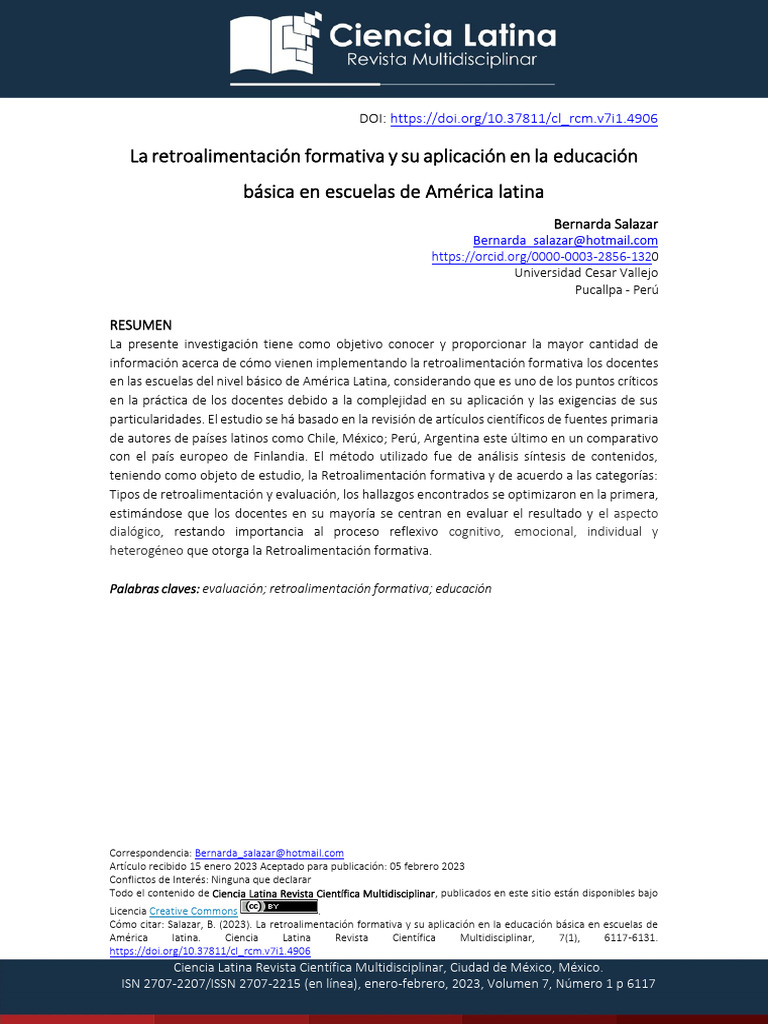 La Retroalimentacion Formativa y Su Aplicacion en | PDF | Enseñando | Evaluación