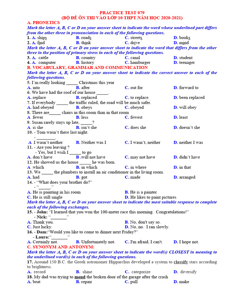 Practice Test 079 | PDF | Volcano | Cost Of Living