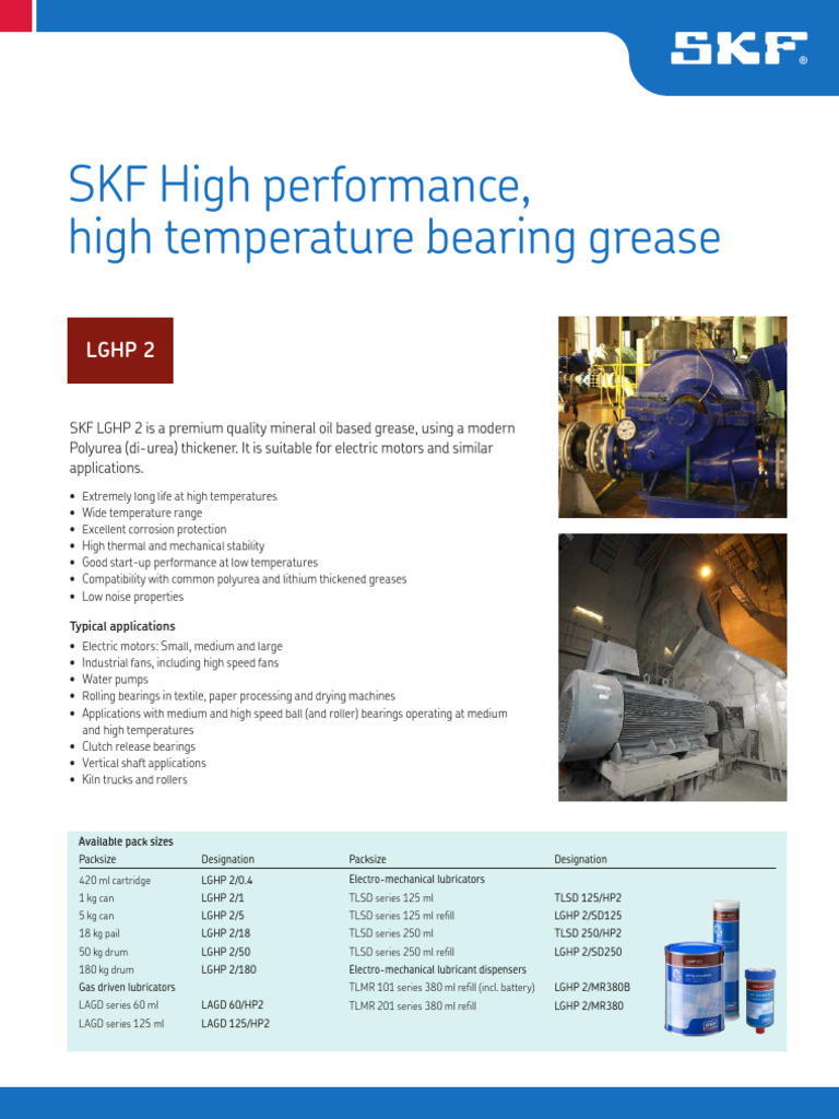SKF LGHP 2 Grease | PDF | Bearing (Mechanical) | Applied And Interdisciplinary Physics