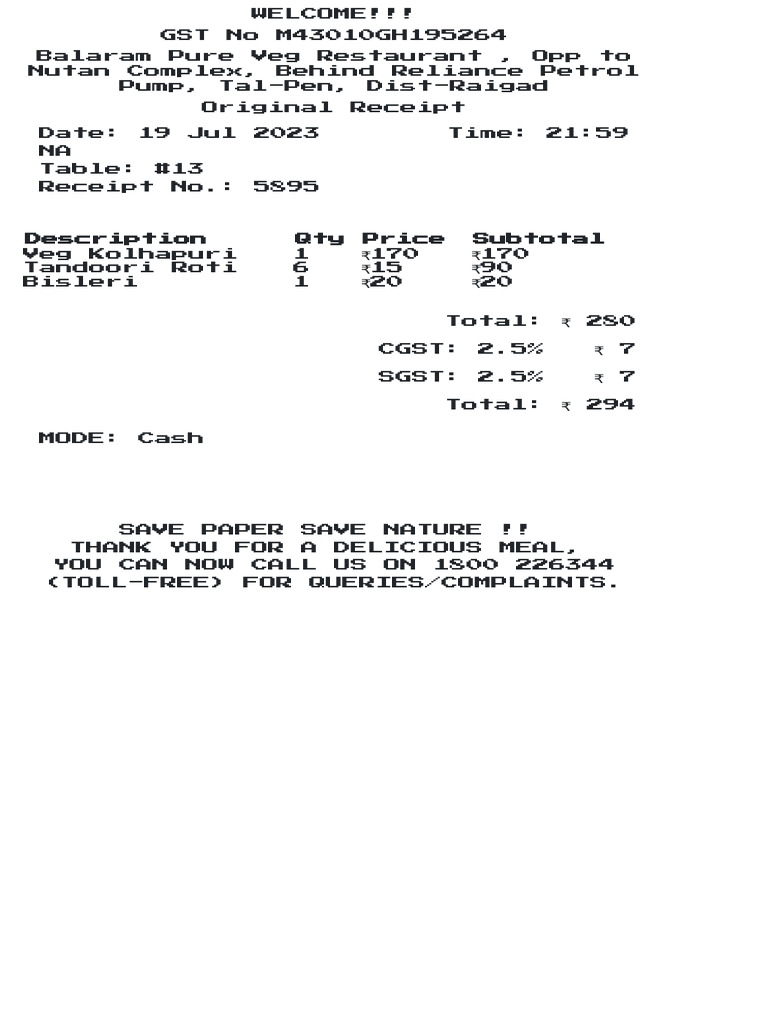 Dinner Bill | PDF
