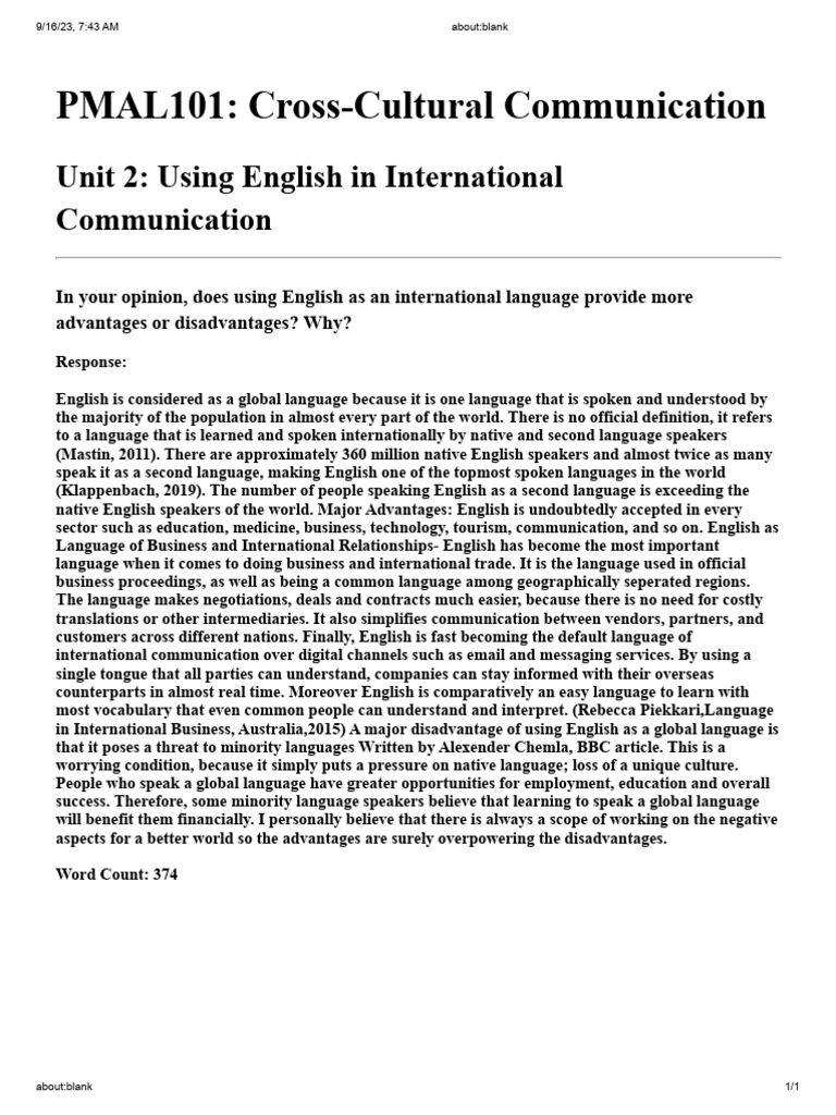 English As An International Language | PDF | English Language ...