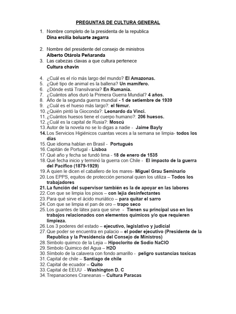 Preguntas de Cultura General | PDF