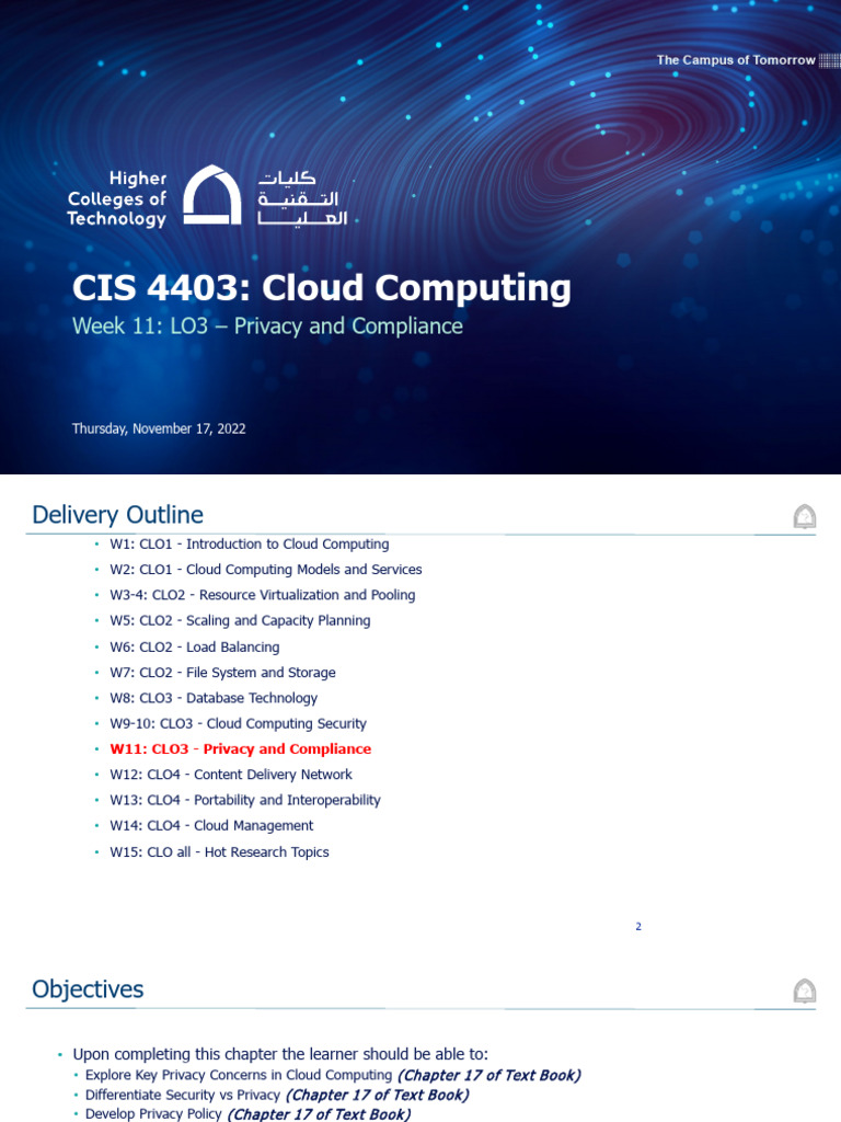 W11 - CLO3 - Privacy and Compliance | PDF | Cloud Computing | Privacy