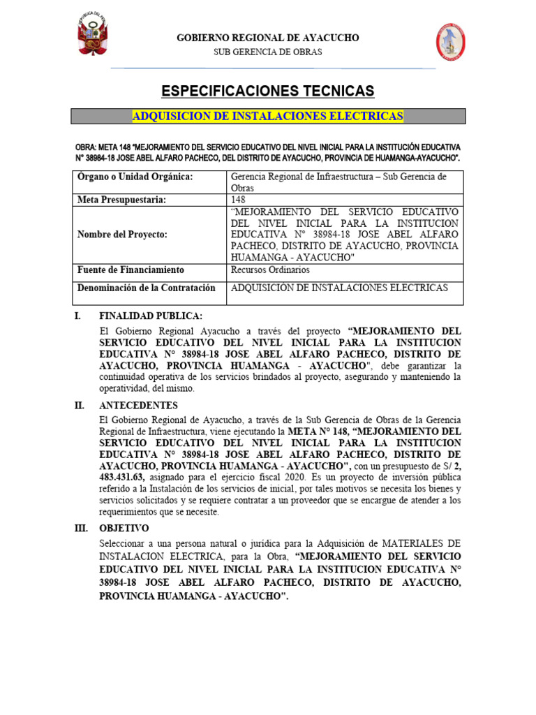 Ee - TT de Materiales Electricos | PDF | Presupuesto | Infraestructura