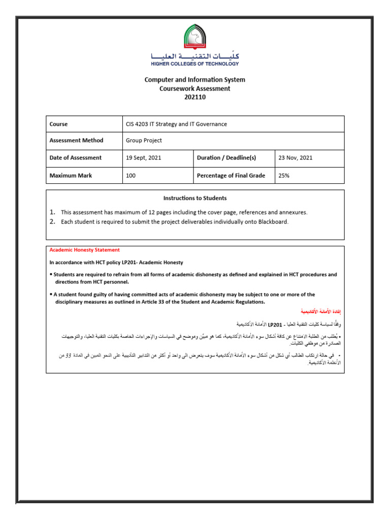 CIS 4203 IT Strategy and IT Governance Project | PDF | Risk ...