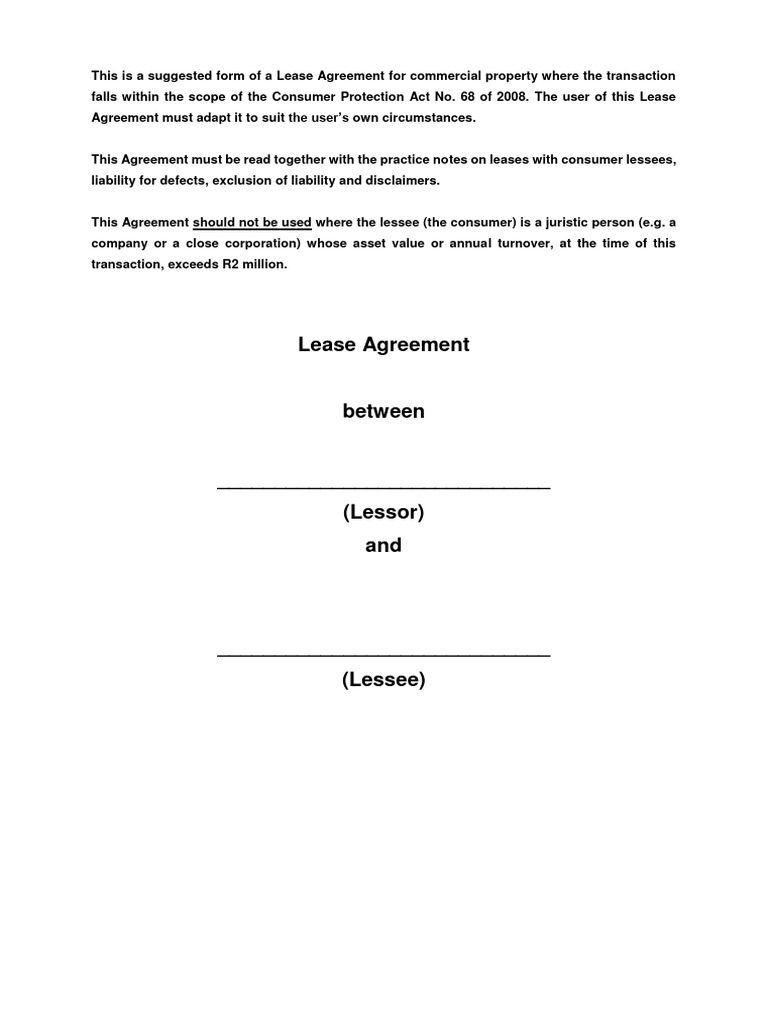 Draft Commercial Lease Agreement SA | PDF | Lease | Taxes