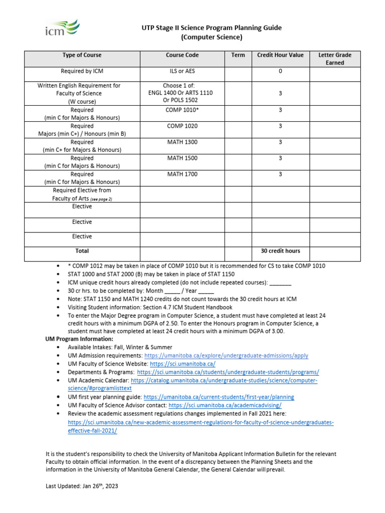 UTP II Science Program Planning Guide (Computer Science) | Download Free PDF | Course Credit ...