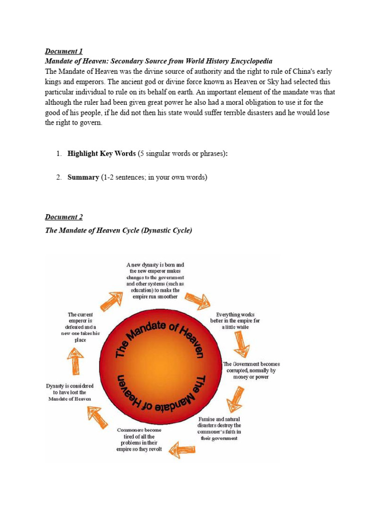 Mandate of Heaven: Ancient China's Divine Rule | PDF