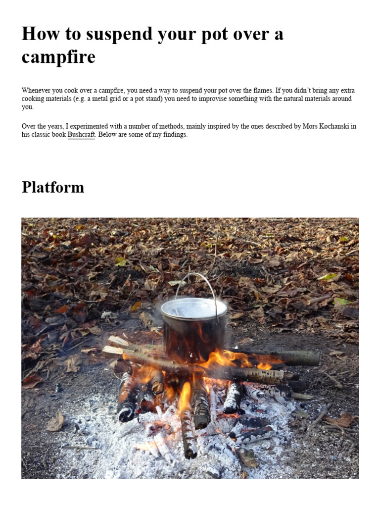 How To Suspend Your Pot Over A Campfire | PDF