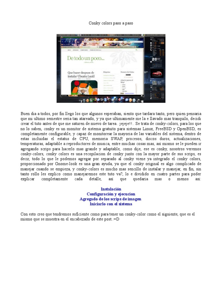 Guía Completa de Conky Colors en Linux | PDF | Archivo de computadora ...