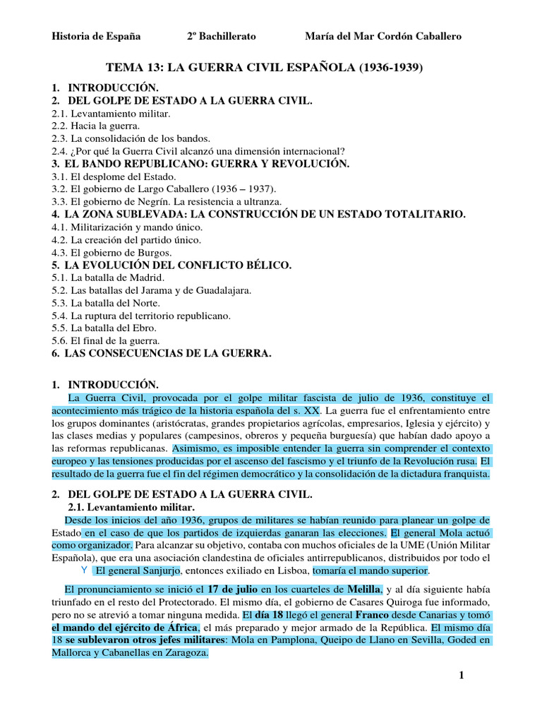 Guerra Civil Española: Causas y Consecuencias | PDF | Francisco franco ...