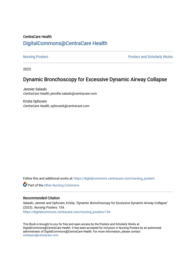 Dynamic Bronchoscopy For Excessive Dynamic Airway Collapse | PDF ...