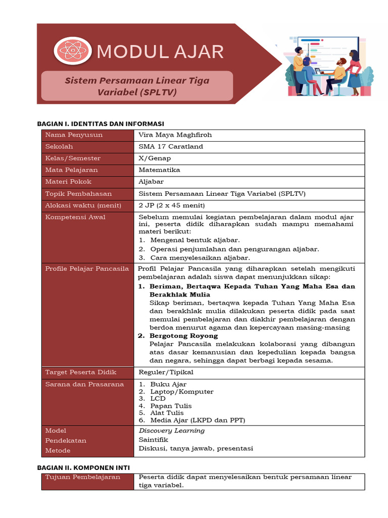 09 Modul Ajar SPLTV | PDF
