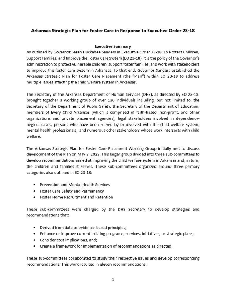 Arkansas Foster Care Strategic Plan 23 18 | PDF | Child Protective ...