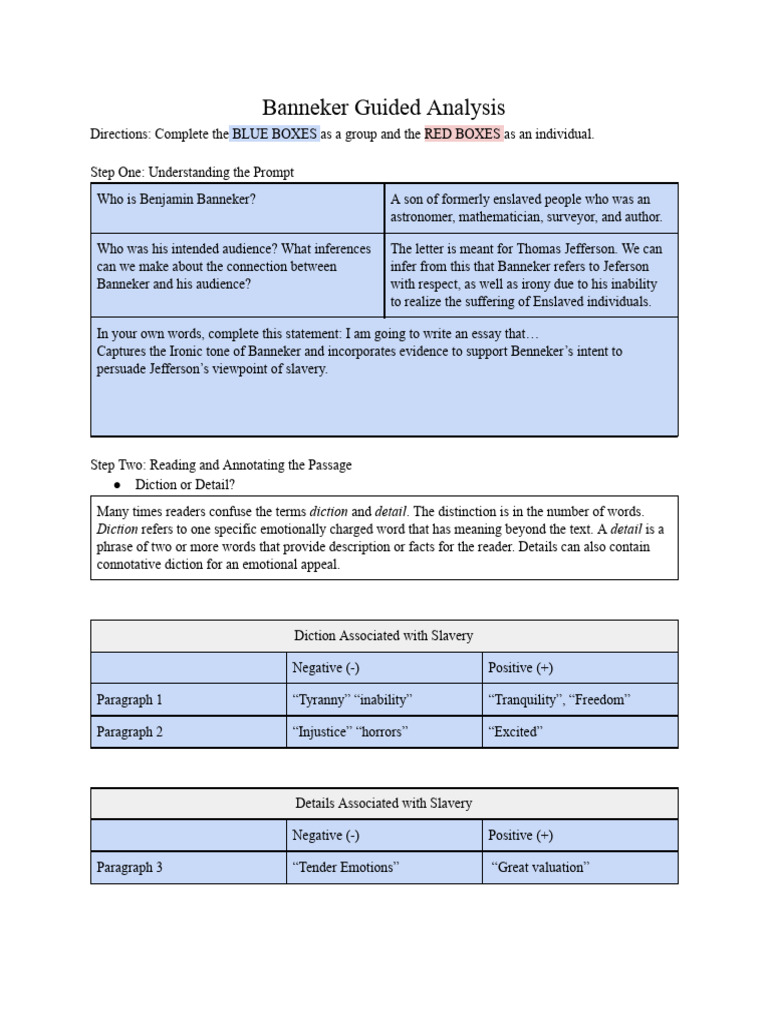 Banneker Guided Analysis | PDF | Rhetoric | Essays