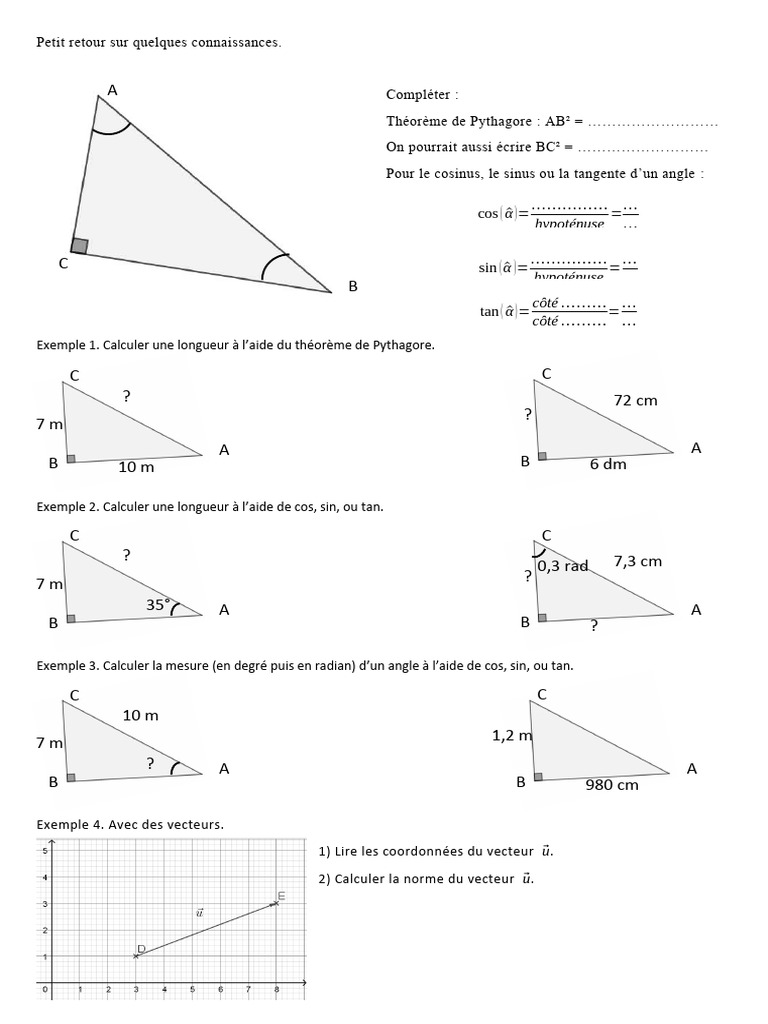 Rappel sur cos, sin et tan | PDF | Fonction trigonométrique | Mathématiques