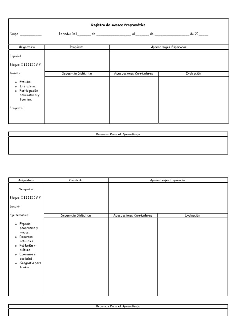 Registro de Avance Programático Nuevo | PDF