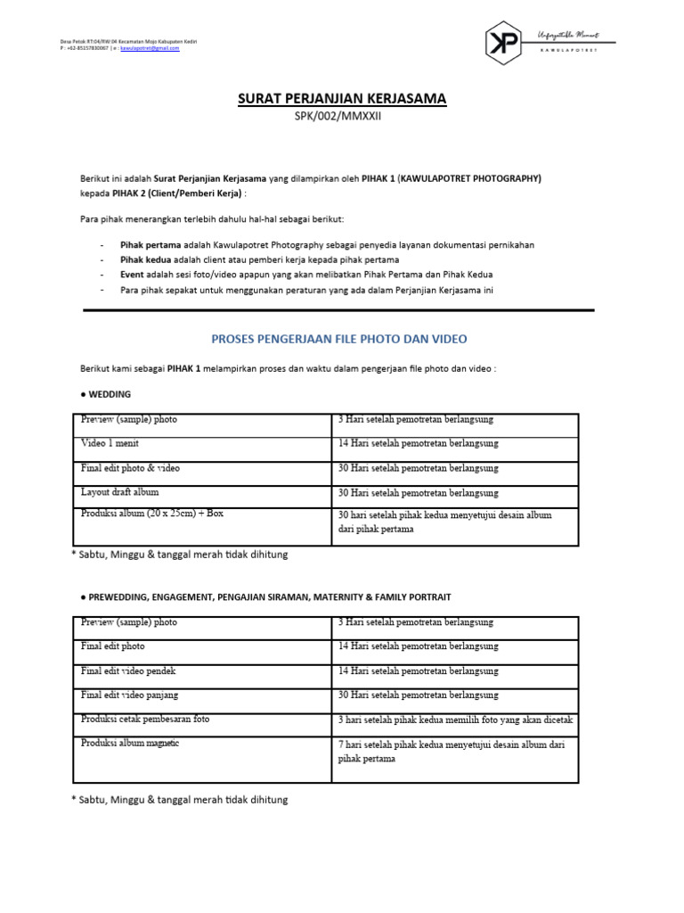 Surat Perjanjian Kerjasama Pdf