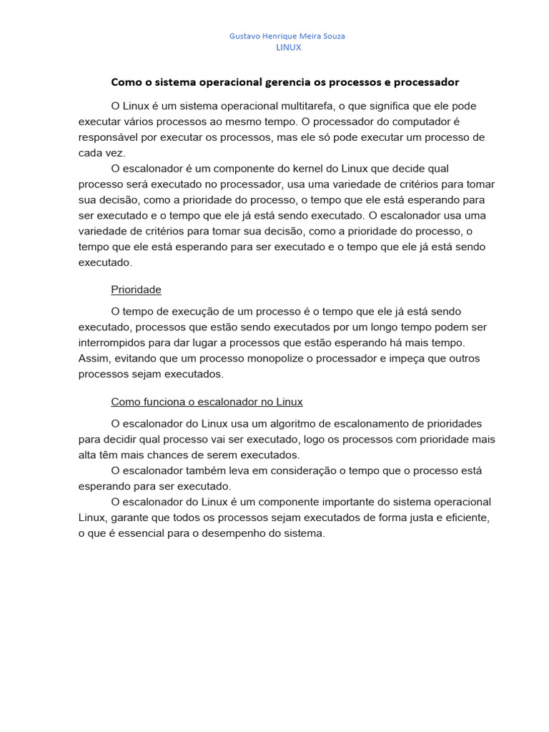 Gerenciamento de Processos no Linux | PDF | Computadores | Tecnologia e Engenharia