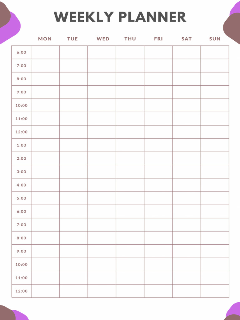 Weekly Schedule Planner Sheet | PDF