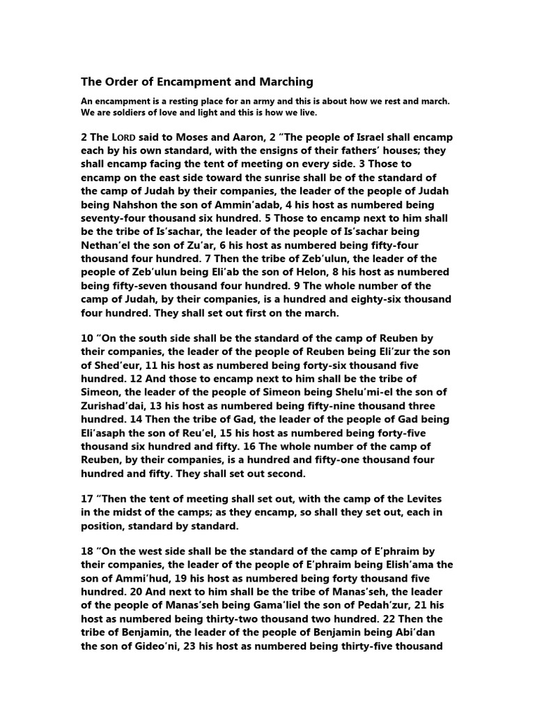 The Order of Encampment and Marching | Download Free PDF | The Exodus ...