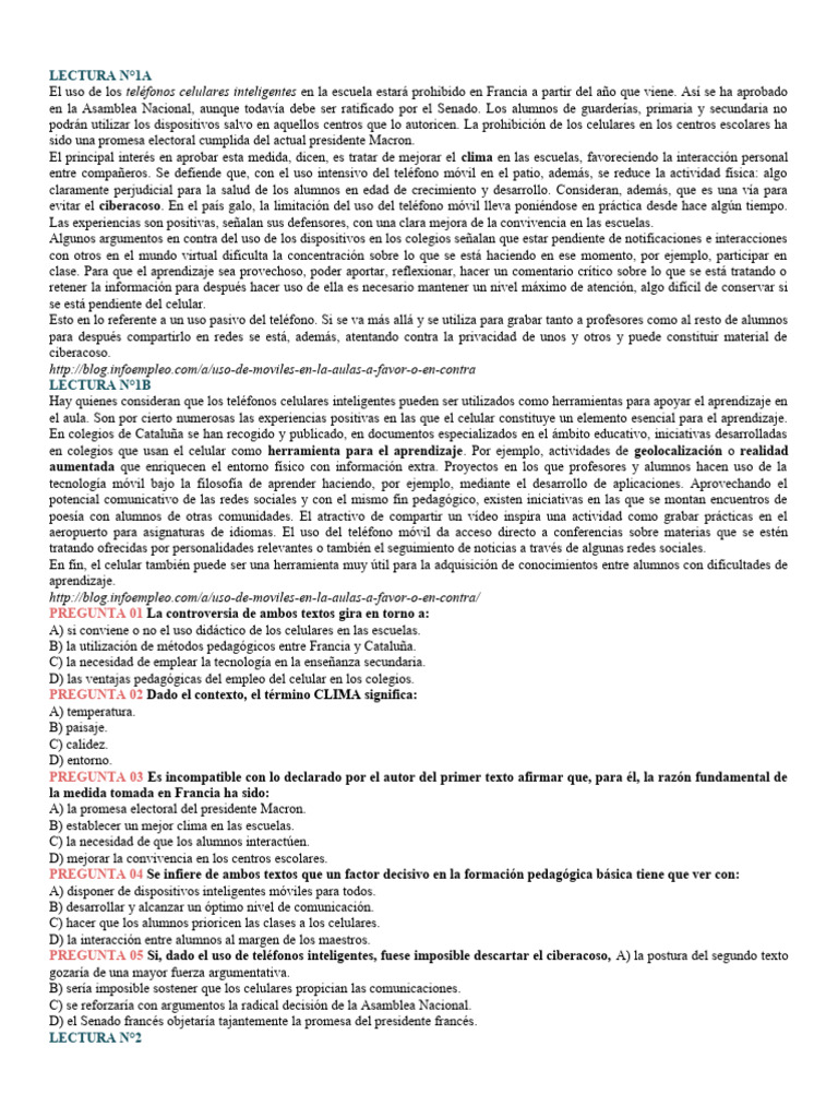 Lectura de Comprension | PDF | Gemelo | Teléfonos móviles