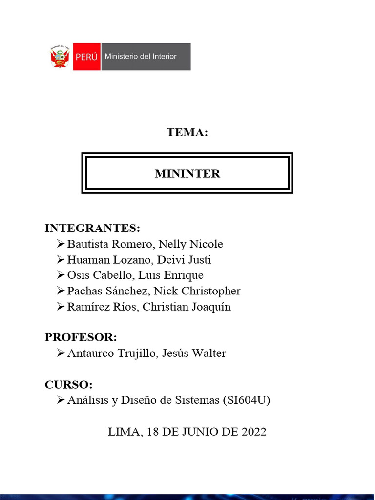 MININTER - Analisis y Diseño de Sistemas | PDF | Policía | Ministerio ...