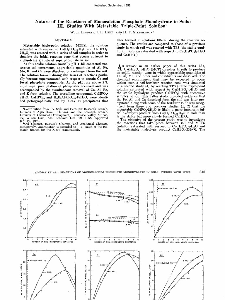 Lindsay Et Al, 1959 III | PDF | Soil | Precipitation (Chemistry)