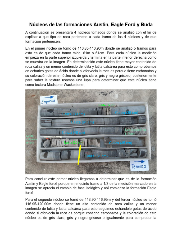 Núcleos de Las Formaciones Austin, Eagle Ford y Buda | PDF | Caliza ...