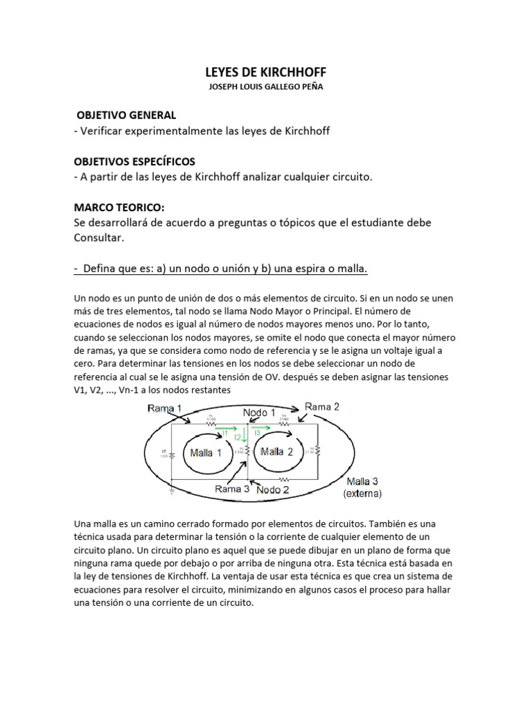 Leyes de Kirchhoff en Circuitos | PDF | voltaje | Física Aplicada e ...
