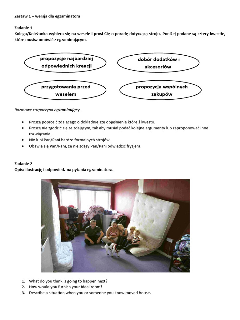 Czc582owiek Dom Zestawy Zad 1 2 Egzaminator | PDF